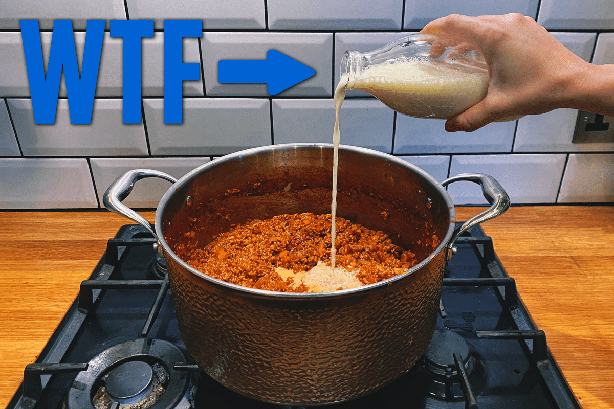 We made the Michelin Star Spaghetti Bolognese with MILK in it ...